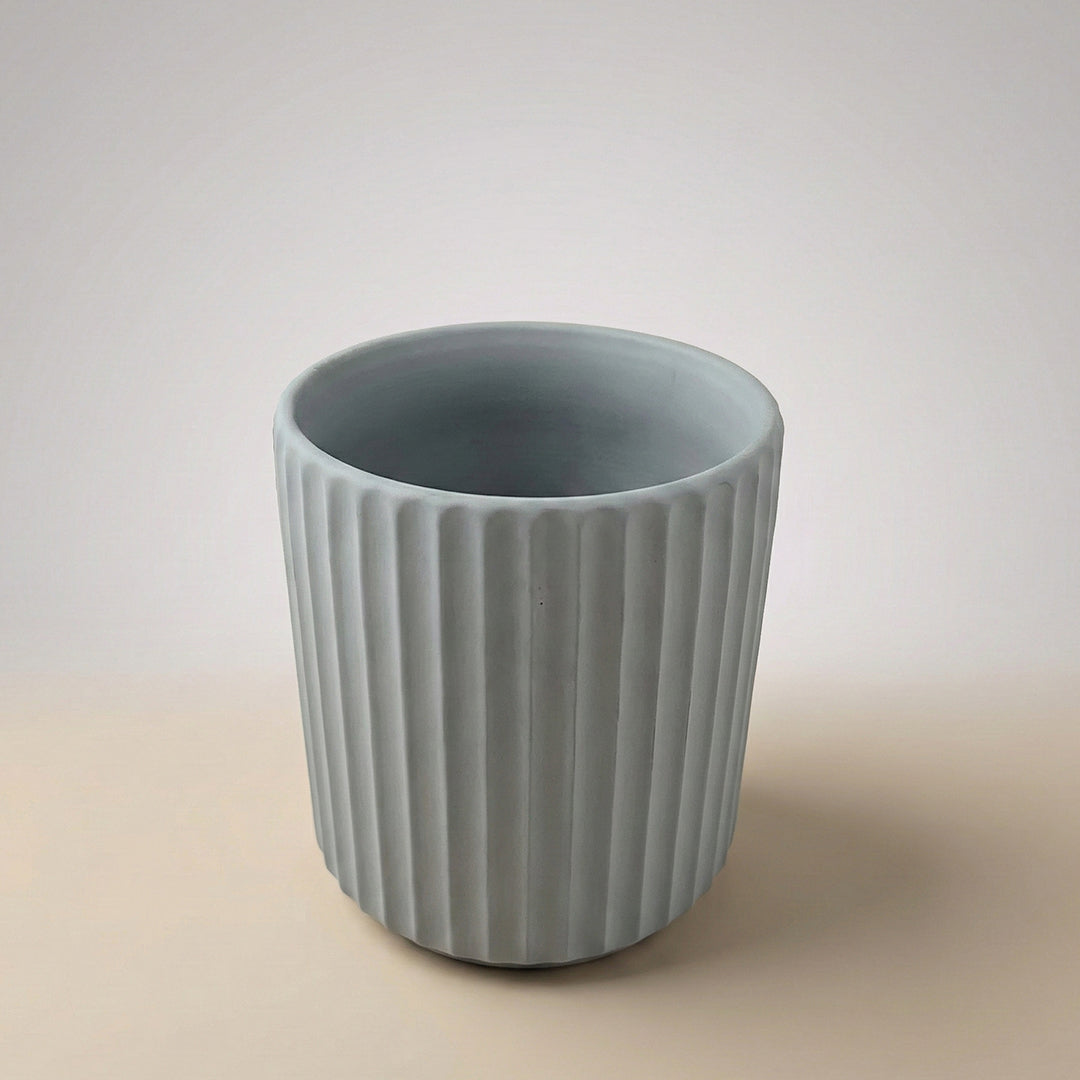 Ceramic Matte Violet-Grey Fluted Tapered Pot - Indoor Planter